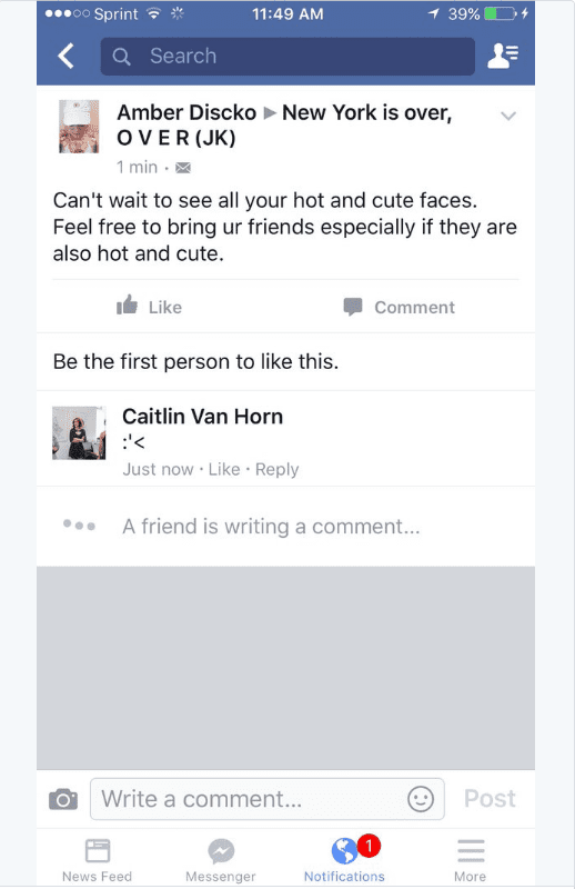 Real-time Facebook kommentek